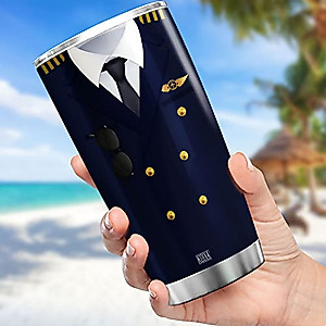 KOIXA Pilot Gifts For Men Stainless Steel Tumbler With Lid 20 Oz Cool Things For Pilots Insulated Coffee Travel Cup Aviation Gift Ideas Birthday Present Christmas Gifts For Him