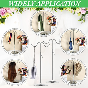Nuenen 4 Pcs Double Hook Purse Display Stand Adjustable Stainless Steel Handbag Display Stand Metal Freestanding Bag Stand Holder for Purse Hat Wig Handbag