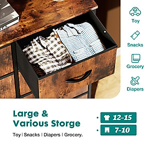 OLIXIS Organizer Storage 8, Chest of Drawers with Fabric Bins, Tall Dresser with Wood Top for Bedroom, Closet, Entryway, Brown