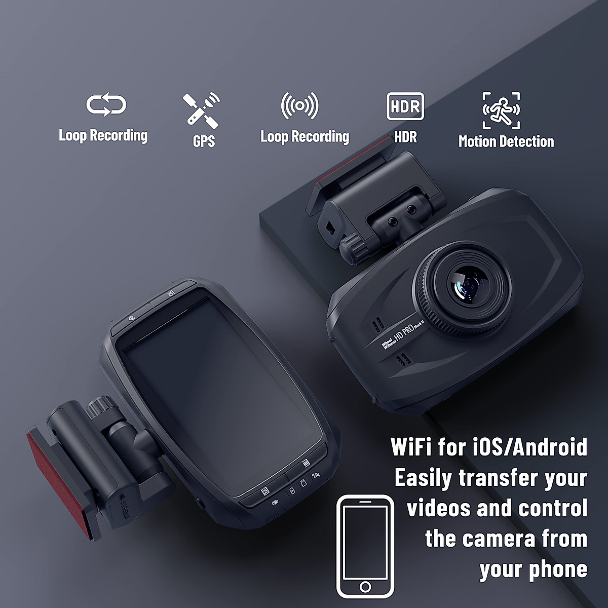 Dash Cam for Trucks and Uber Drivers - HD PRO MKII Super Wide Lens Captures More - iOS Android App - Nightvision - Sony Sensor & Capacitor by WheelWitness