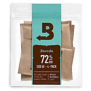 Boveda 72% RH 2-Way Humidity Control – Restores & Maintains Humidity – All In One Solution For Humidification- Patented Technology – Convenient & Versatile - 4 Count Resealable Bag