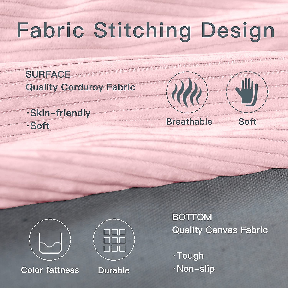 YuppieLife Stuffed Animal Storage Bean Bag Chair Cover for Kids, Zipper Storage Bean Bag Without Filling, Plush Toys Holder and Organizer - Premium Corduroy 200L (Pink)