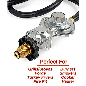 GASPRO 10FT Two Stage Propane Regulator Hose with P.O.L. and 3/8 Inch Female Flare for RV, Grill, Gas Stove, Range