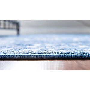 Rugs.com Boston Collection Rug – 2' x 3' Blue Low-Pile Rug Perfect for Living Rooms, Large Dining Rooms, Open Floorplans