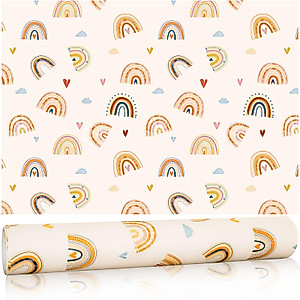 Whaline 10 Sheets Boho Rainbow Drawer Liners White Tea Scented Shelf Liners Fragrant Drawer Paper Liners for Home Drawer Dresser Shelf Closet Cabinet, 19.5 x 14 Inch