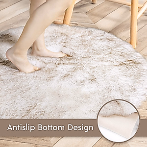 Phantoscope Fluffy Soft Faux Fox Fur Area Rugs for Bedroom Livingroom Kids Room Decor, Shaggy Fur Rugs Anti-Skid, White Brown, 2 x 3 Feet