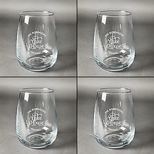 Lake House #2 Stemless Wine Glasses (Set of 4) (Personalized)