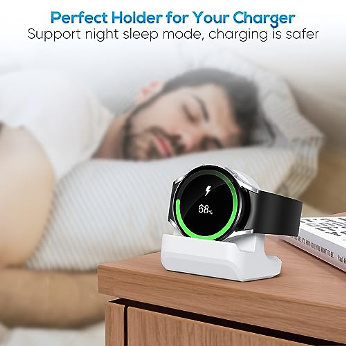 Stand for Samsung Galaxy Watch 7 40,44mm /Watch Ultra/Watch 6 Classic/Watch 5/Watch 5 Pro Charger,Non-Slip Silicone Charger Dock Accessories Support Charging Holder -White, Charger Cable Not Included