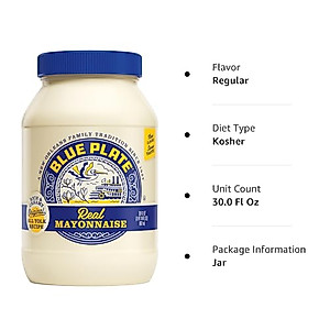 Blue Plate Real Mayonnaise, Homestyle Mayo For Chicken Salad to Deviled Eggs, 30 Fl Oz (Pack of 1)