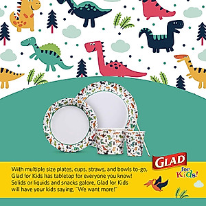 Glad for Kids Dinosaur Paper Cups, 20 Count - 6 Pack White Paper Cups with Dinosaur Design for Kids Heavy Duty Disposable Paper Cups for Everyday Use, 9 Ounces | Dinosaur Cups, Paper Cups 9 oz