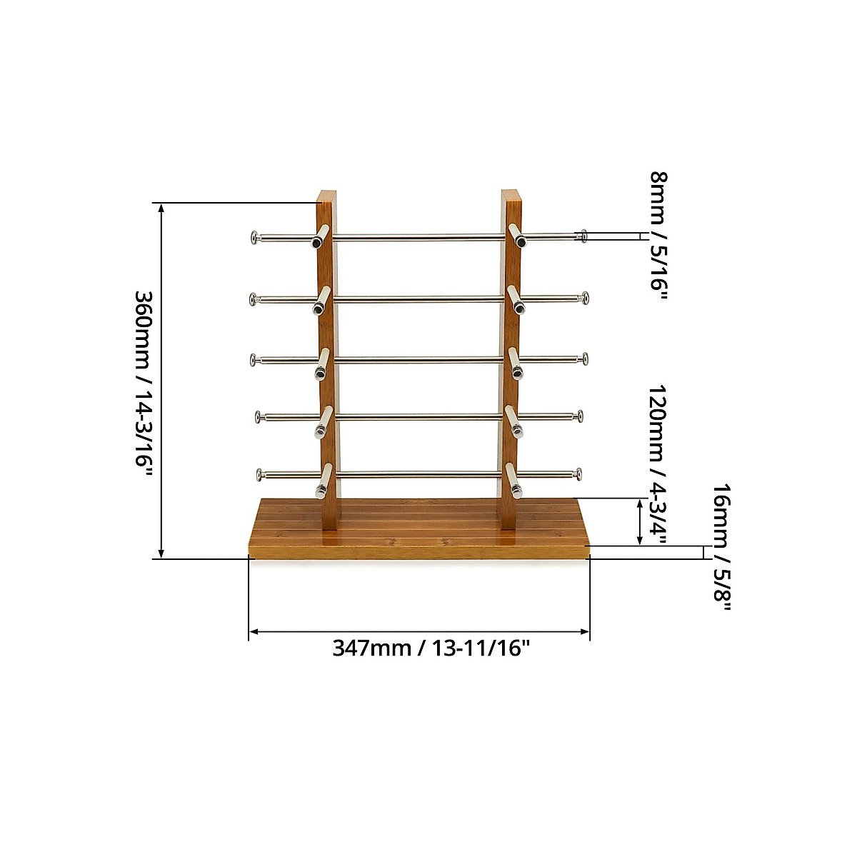 QWORK Wood Sunglass Glass Rack Frame, 5 Layers Glasses Showcase, Sunglasses Display Stand Holder, Detachable