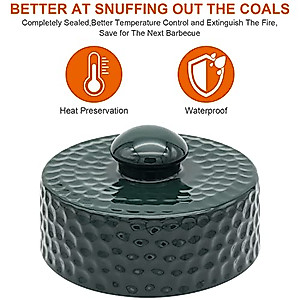 MixRBBQ Ceramic Vented Chimney Cap with Grill Seal Heat Gasket for Big Green Egg Accessories, BBQ Replacement Part for Medium,Large and XLarge Big Green Egg Smoker Charcoal Grills