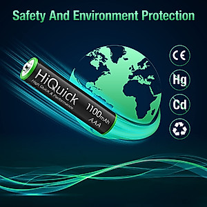 HiQuick Rechargeable AAA Batteries 8 Pack, 1100mAh NiMH Triple AAA Batteries Pre-Charged