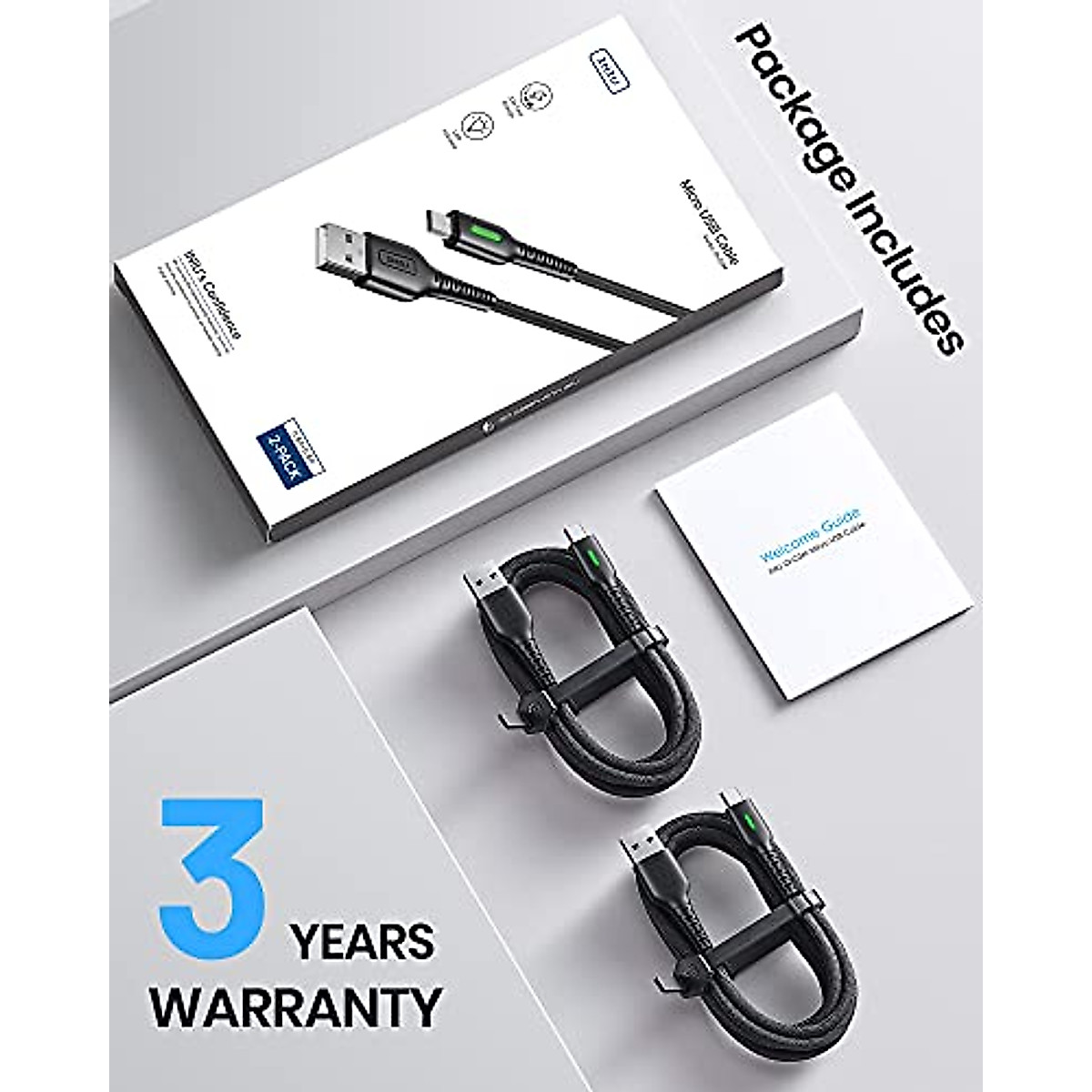 INIU Micro USB Cable, [2-Pack 6.6ft] 3.1A QC 3.0 Fast Charging Android USB Charger Cable & Phone Data Cord for Samsung Galaxy S7 S6 Edge S5 J7 J5 A7 A5 Note 5 Kindle LG G5 G4 HTC NOKIA Moto E5 E6 etc