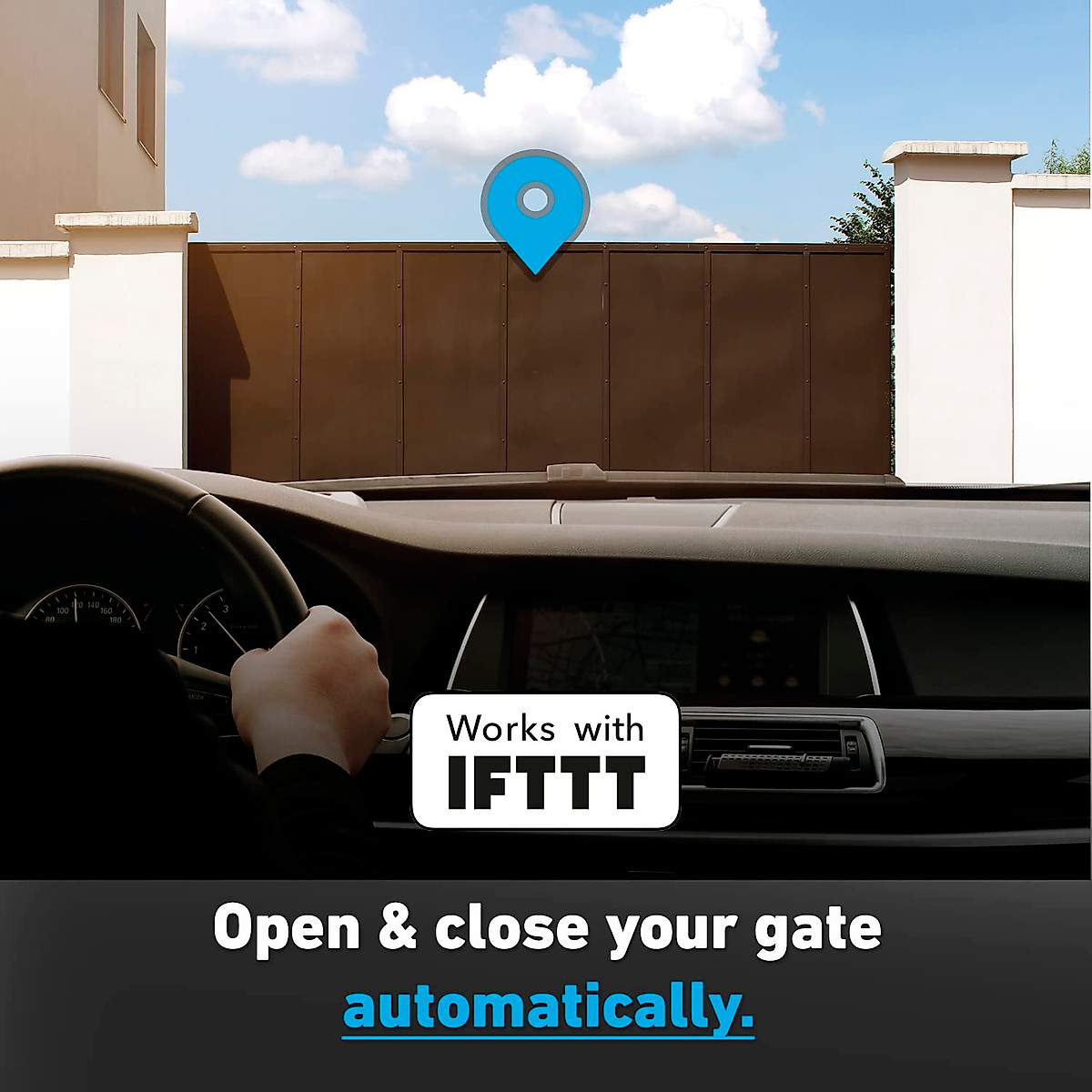ismartgate LITE Smart Gate Opener Remote, APP Control, Compatible with Apple Homekit, Amazon Alexa, Google Assistant and IFTTT. Compatible with All Gates. Wireless sensor included.