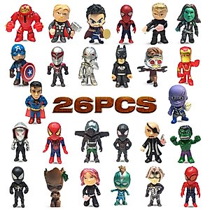 MAIXSUI 26 Pieces Super Hero Action Sets for Boys Mini Superheroes Figures Ornaments Toys Small Superhero Figurines Birthday Party Favors Cake Decoration Cupcake Topper Supplies