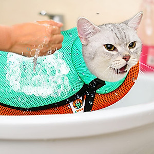 AWOOF Cat Grooming Bag Adjustable Cat Bathing Bag Anti Scratch Bite Restraint Bag Cat Sling Bag Durable Mesh Cat Shower Bag for Small Medium Large Cats Nail Trimming Ear Cleaning Medicine Taking