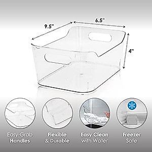 Brookstone BKH6253, Large Clear Plastic Storage Bin, Closet and Accessories Organizer, Kitchen/Pantry/Refrigerator & Freezer Food Container, Under Sink Cleaning Supplies Basket [BPA Free], Acrylic