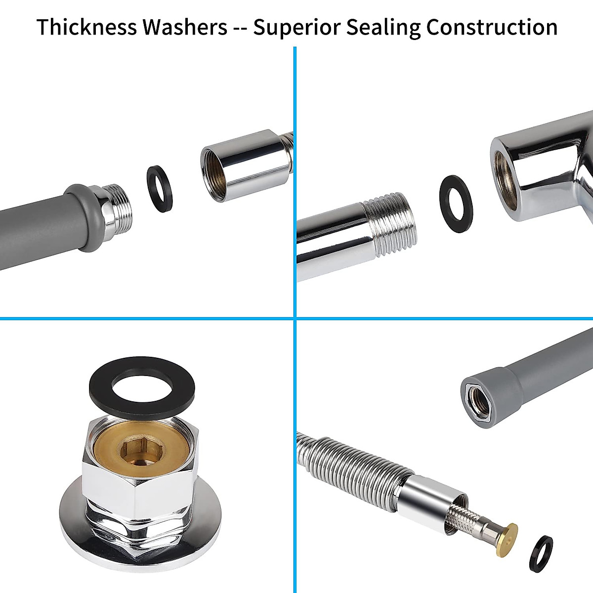 Pre Rinse Spray Valve with Stainless Hose 44inch Flexible Commercial Sink Faucet Replacement Kit 1.42GPM High Pressure Restaurant Dish Sprayer for Wall/Deck Mount Industrial Kitchen Faucets