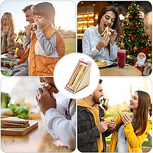 RAUWIZX 2 PCS Magnetic Sandwich Container, Sandwich Container Washable Crisper, Reusable Sandwich Container, Portable Acrylic Clear Sandwich Bento Box with Lid Sandwich Organizer