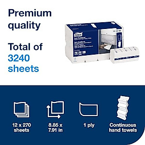 Tork PeakServe Continuous Paper Hand Towels White H5, Premium, Compressed, 12 x 270 sheets, 105066