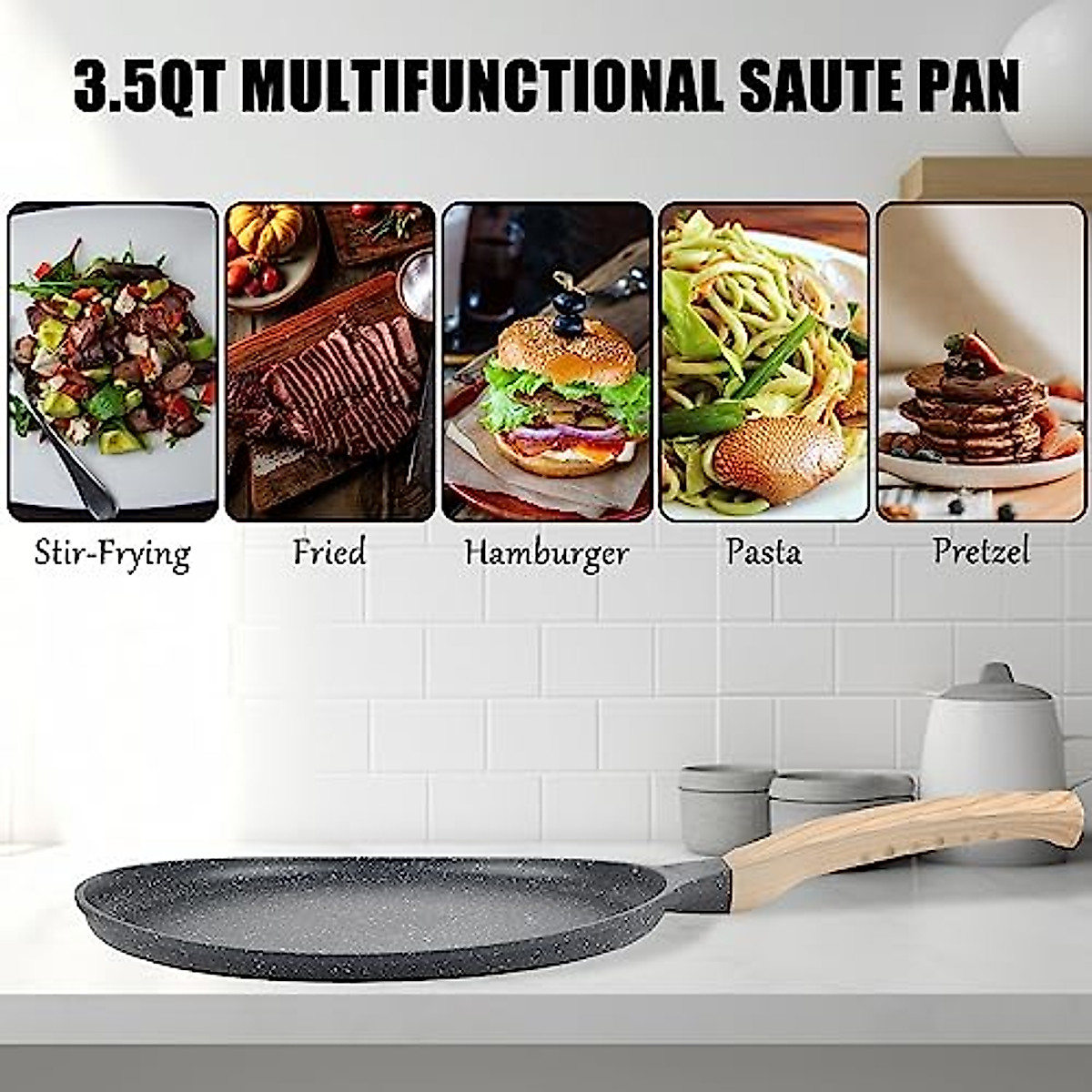 Vayepro Nonstick Crepe Pan,Pancake Flat Griddle Pan for Stove Top,Comales Para Tortillas,11 inch Induction Griddle Pan,Flat Skillet Tawa Griddle with Stay-Cool Handle
