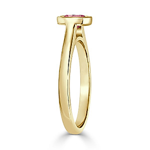 Diamond Wish 18K Yellow Gold Round-Cut Ruby Gemstone Solitaire Engagement Ring Bezel (3/4 cttw) Size 7.5
