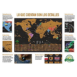 Scratch Off World Map Poster – Deluxe Travel Map, Scratch Off Map of The World with US States and Country Flags, Tracks Where You Have Been, Full Accessories Set, Gift for Travelers, by Earthabitats