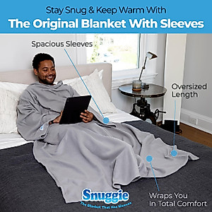 Snuggie The Original Wearable Blanket with Sleeves for Adults| Functional Warm Cozy Super Soft Fleece| As Seen on TV Light Grey