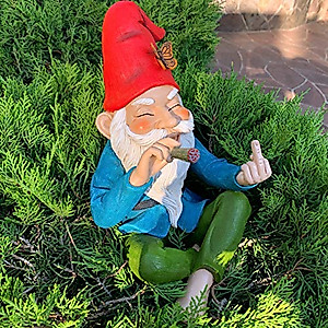 Mood Lab Garden Gnome - Relaxed Gnome - 9.6 Inch Tall Statue Lawn Garden Figurine - for Outdoor or House Decor