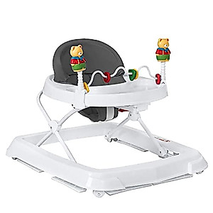 INFANS Foldable Baby Walker, Toddler Activity Walker Helper with Adjustable Height, Safety Belt, High Back Padded Seat for Kids Boys and Girls (Gray)