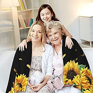 Healing Throw Blanket with Inspirational Thoughts, Sunflower Blanket for Women, Cozy Soft Inspirational Throw Blanket, Warm Fleece Blanket Gifts for Birthday Christmas Thanksgiving 50x60 Inches