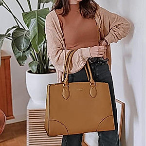 Missnine Laptop Bag 15.6 inch Work Bags for Women Professional Laptop Tote PU Leather Computer Briefcase for Office Business