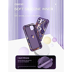 LONTECT for iPhone 11 Case Marble Shockproof Heavy Duty Rugged Durable Protective Cover Girls Women Case for Apple iPhone 11 6.1 Inch, Cobalt Purple