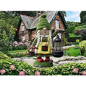 Gnomes Garden Gnomes Lady - Garden Sculptures & Statues Solar Female Garden Gnomes Outdoor Funny Knomes - Funny Garden Gnome Gifts Lights - Garden Gifts Gnomes Decor Gnomes Garden Decorations (13in)