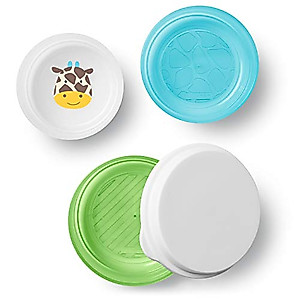Skip Hop Non-Slip Baby Bowls, Zoo Smart Serve, 3 Pack Bowls & 1 Lid, Giraffe