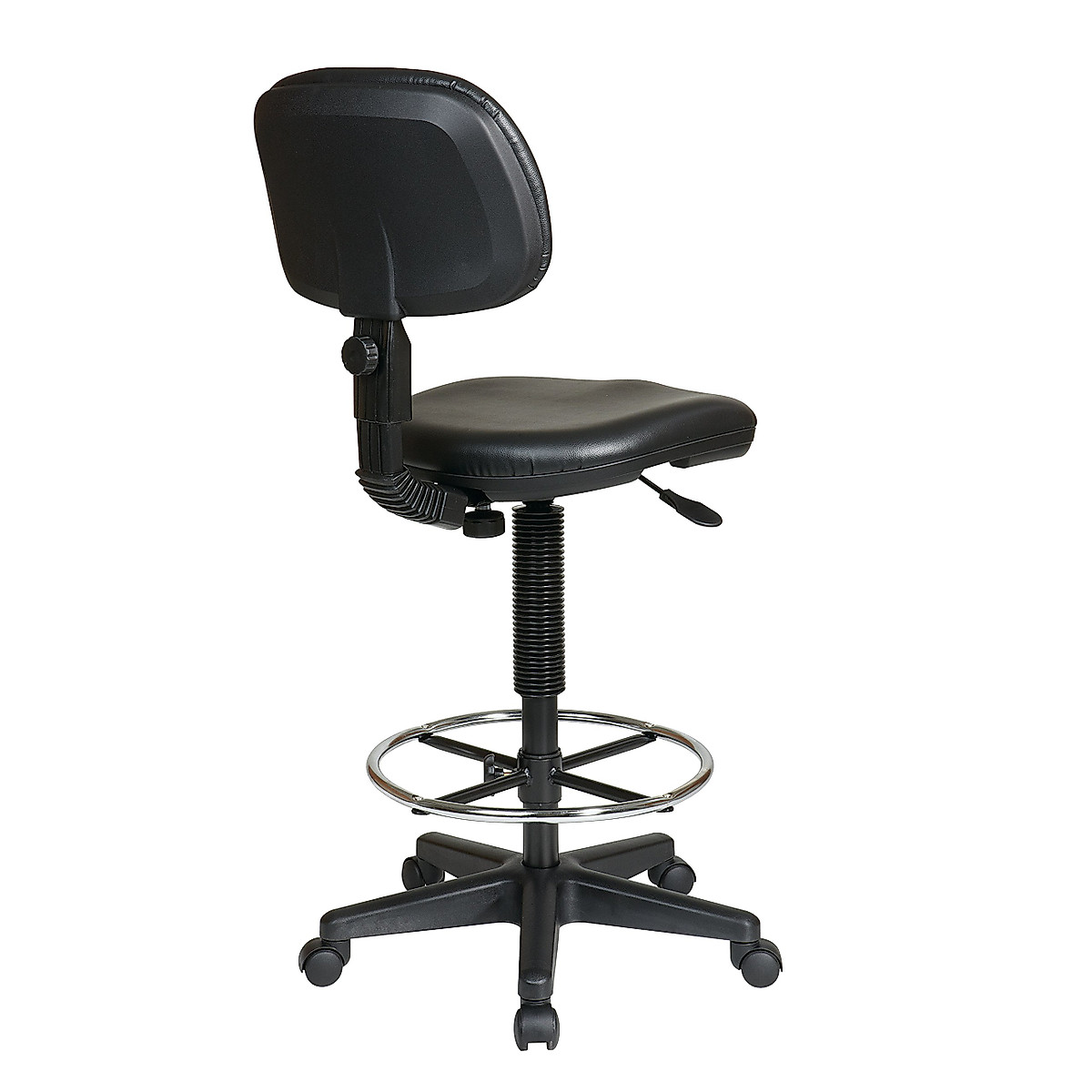 Office Star DC Series Adjustable Drafting Chair with Foot Ring and Sculptured Foam Seat, Black Vinyl