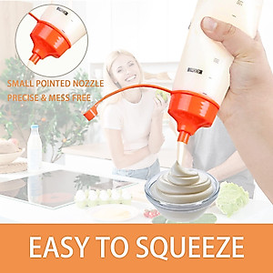 TOCKONIMN Condiment Squeeze Squirt Bottles for Sauces Plastic - (4pcs, 6oz) Ketchup Bottles with Top for Paint Cooking Liquids Sauce Dispenser Kitchen Food Bbq Pancake Drizzle Mustard Icing Clear