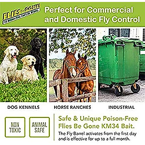 Flies Be Gone Fly Trap - Disposable Non Toxic Fly Catcher - Made in USA - Natural Bait Trap for Patios, Ranches. Easy to Use Outdoor Fly Traps, Keeps Flies from Coming Indoors (2 Pack)