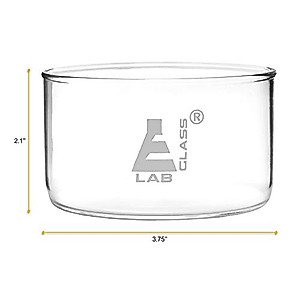 EISCO Crystallizing Dish, 300ml - Flat Bottom, No Spout - Borosilicate 3.3 Glass - Laboratory, Kitchen, Crafts