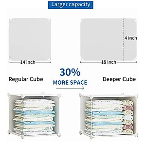 KOUSI Portable Wardrobe Closets 14"x18" Depth Cube Storage, Bedroom Armoire, Storage Organizer with Doors, 5 Cubes + 1 Hanger, White