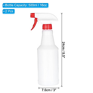 PATIKIL 500ml/16oz Plastic Spray Bottles, 2pcs Adjustable Nozzle Leak Proof Empty Water Mist Stream Sprayer for Cleaning Solutions Plants Hair, Red