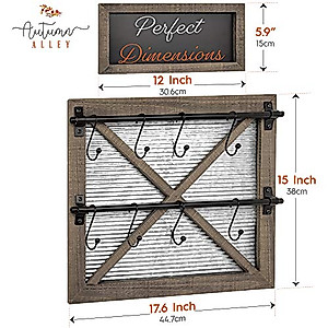 Autumn Alley Rustic Farmhouse Mug Rack Wall Mounted with Blackboard for Coffee Sign Decor - Galvanized Farmhouse Kitchen Decor