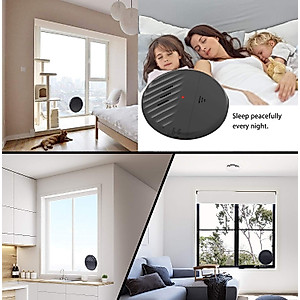 EverNary Window Vibration Alarm,125dB Loud Ultra-Slim Anti-Theft Alarm for Door and Window Glass Break Sensor Alert with Adjustable Sensitivity (5, Black)