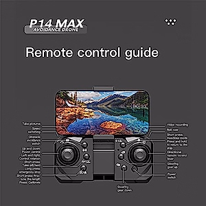 P14 Pro Compact & Foldable Mini Wireless Drone - Dual 4K HD FPV Camera - Intelligent 360° Obstacle Avoidance - WIFI VR RC Drone Quadcopter Circle Fly, Route Fly, Altitude Hold, Headless Mode (Black)