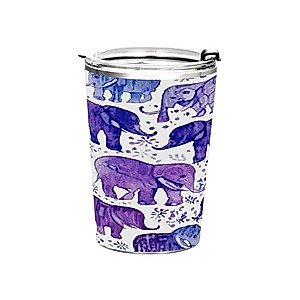 Wassud Violet Elephants 20 oz Tumbler with Lid and Straw Stainless Steel Double Wall Vacuum Tumblers Insulated Travel Coffee Mug for Cold and Hot Drinks