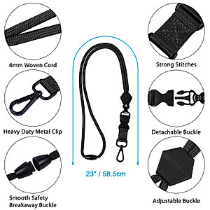 ID Badge Holder, Wisdompro Durable 23 inch Heavy Duty Lanyard with ID Holder, Safety Breakaway Detachable Buckle, Swivel Metal Hook, 1 Clear ID Window & 2 Credit Card Slot - Vertical Black