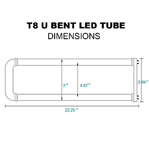 Romwish U Shaped LED Tube Lights, T8 T12, 18W(40W Equiv.), 6000K Super Bright, 2000LM, Fluorescent Light Tube Replacement, Ballast Bypass, Dual-Ended Powered, Clear Cover, 4 Pack