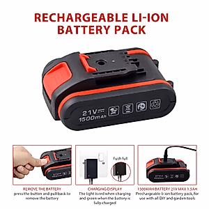 jar-owl 21V Max Cordless Drill/Driver Kit, Brushless, Tool Set with Drill and 112pcs Household Hand Tool Kit for Daily Home Repair, Red