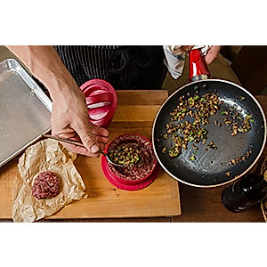Easy for Life Stuffed Burger Press Kit 3 in 1 - Exclusive Red Color with 20 Free Wax Patty Papers, Non Stick Hamburger Maker, Homemade Patties & Sliders, Patty Molds, Veggie Hamburger Press Shaper